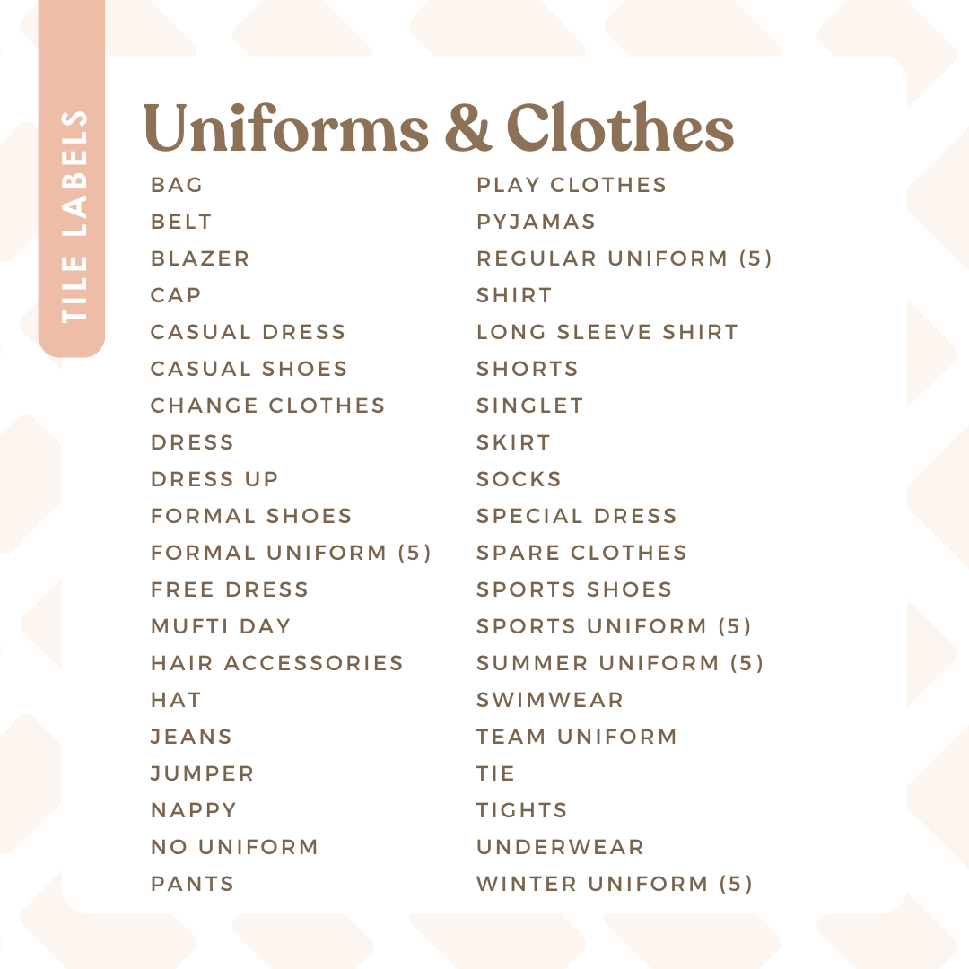 Tile Labels - Uniforms & Clothes Pack – Second Scout